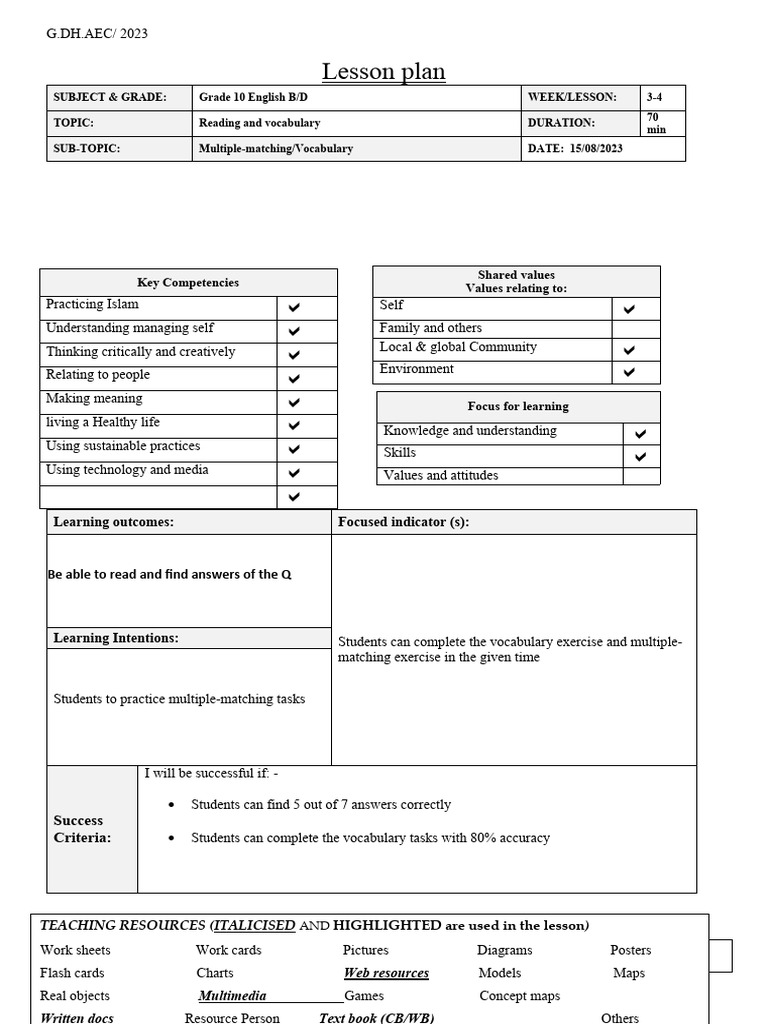 Day3-4 - Unit6 (Travel-Outdoor Life) | PDF | Teachers | Learning