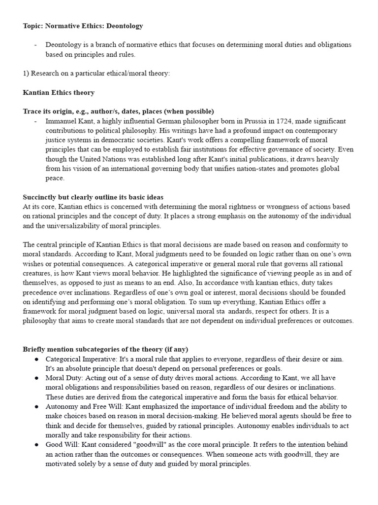 Normative Ethics: Deontology | PDF | Morality | Immanuel Kant