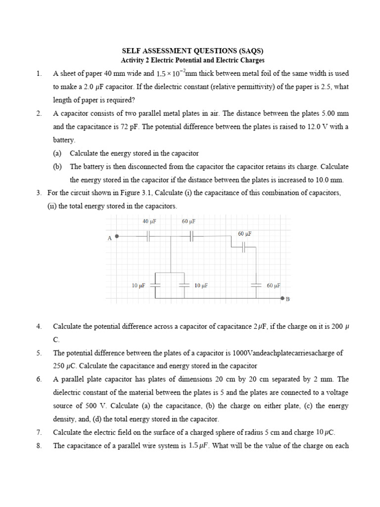 Capacitor Calculations and Concepts | PDF | Capacitor | Capacitance