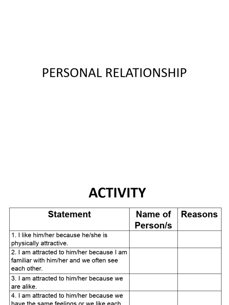 Personal Relationship | PDF | Love | Psychology