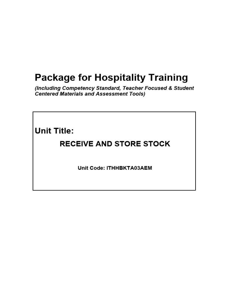 ITHHBKTA03AEM-Receive and Store Stock | PDF | Competence (Human Resources)