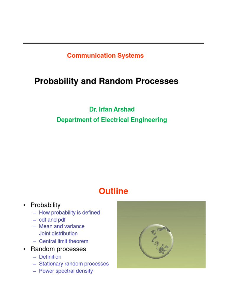 Probability & RV Lec 11 & 12 | PDF | Probability Distribution | Stochastic Process