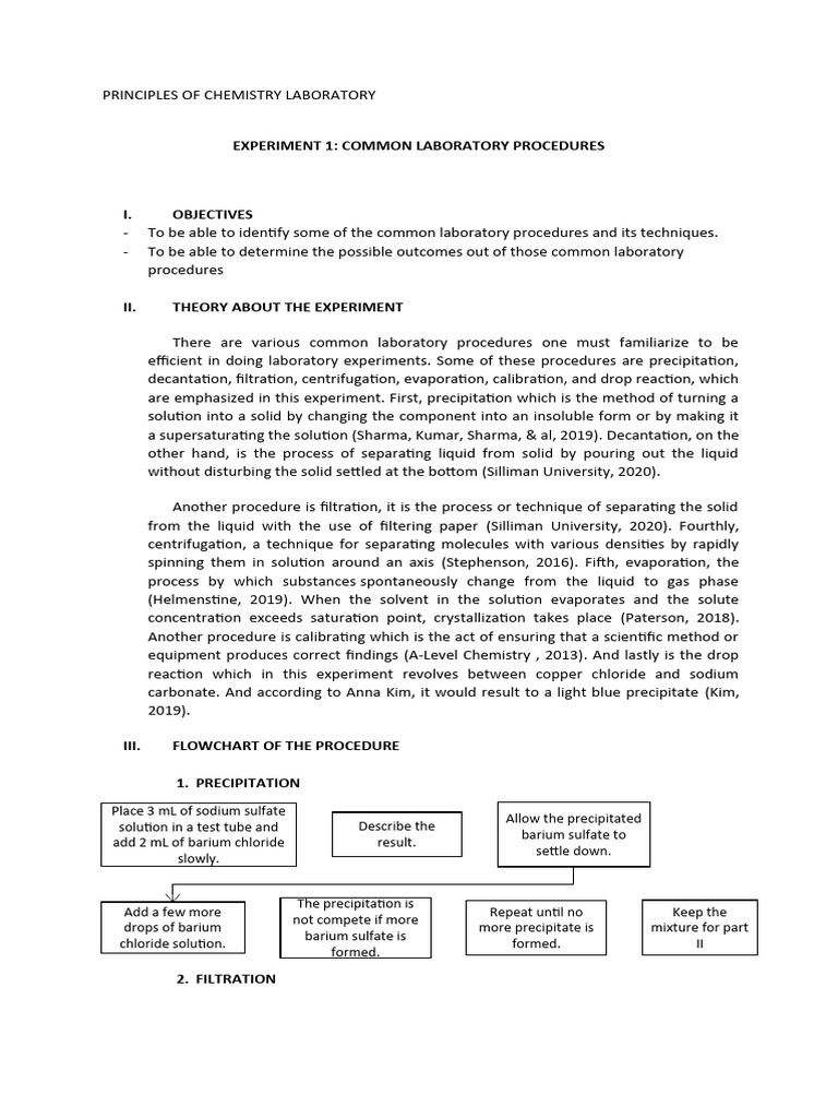 Common Laboratory Procedures | PDF | Precipitation (Chemistry) | Filtration