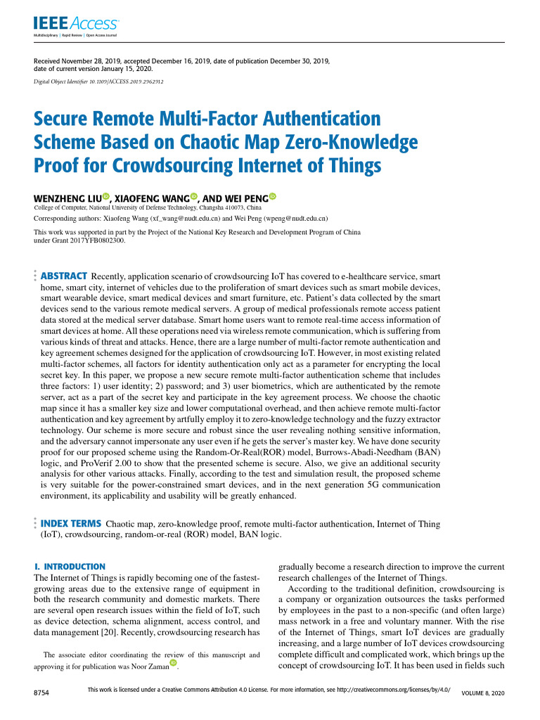 Secure Remote Multi-Factor Authentication Scheme Based On Chaotic Map Zero-Knowledge Proof For ...