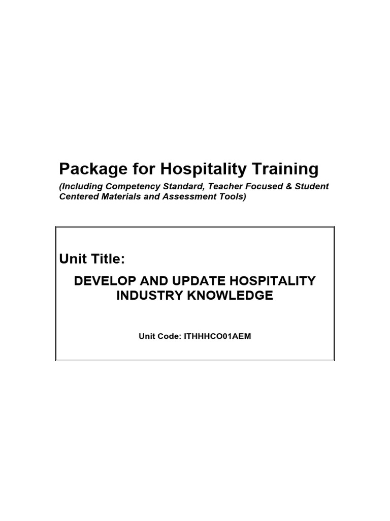 Hospitality Training Competency Guide | PDF | Competence (Human Resources) | Information