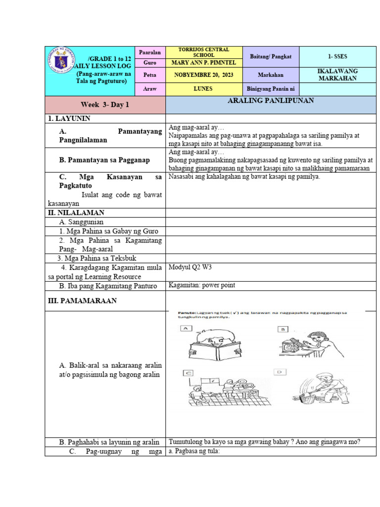 DLL Araling Panlipunan Q2 W3 Day 1 | PDF