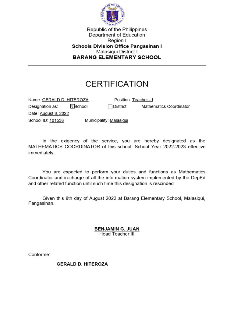 Certificate of Coordinatorship | PDF | Governance | Government