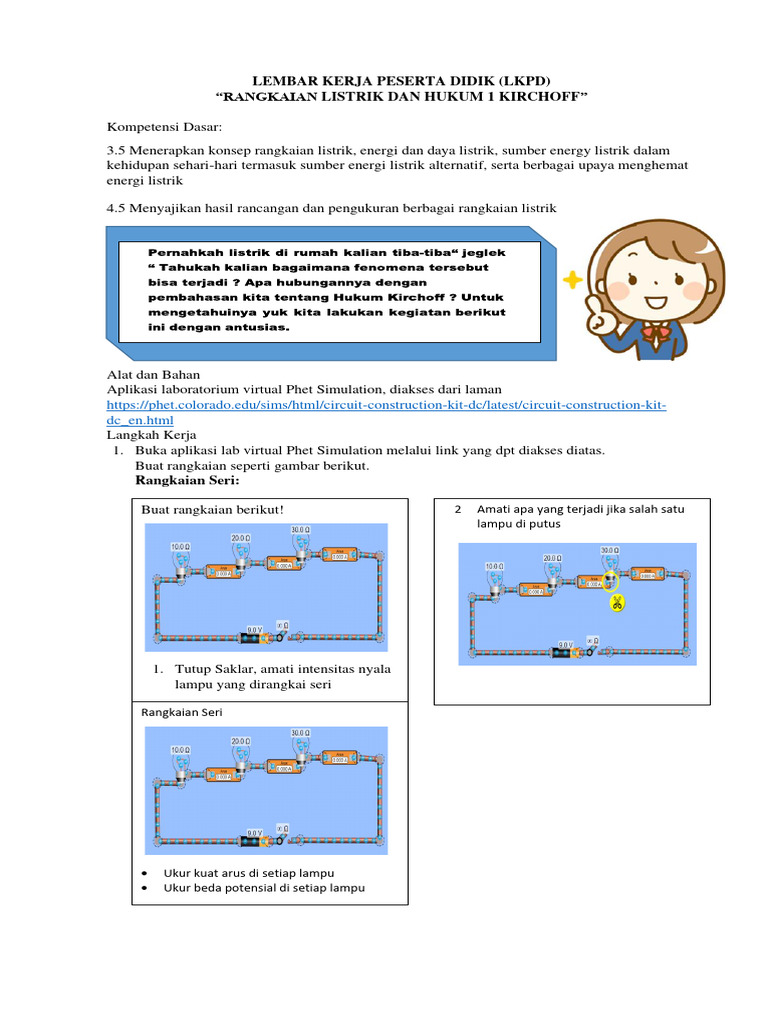 LKPD Rangkaian Listrik-Hukum 1 Kirchoff | PDF | Teknologi & Rekayasa