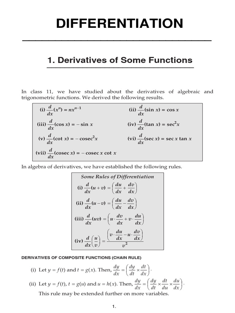 Trigonometric Derivatives Overview | PDF | Trigonometric Functions ...