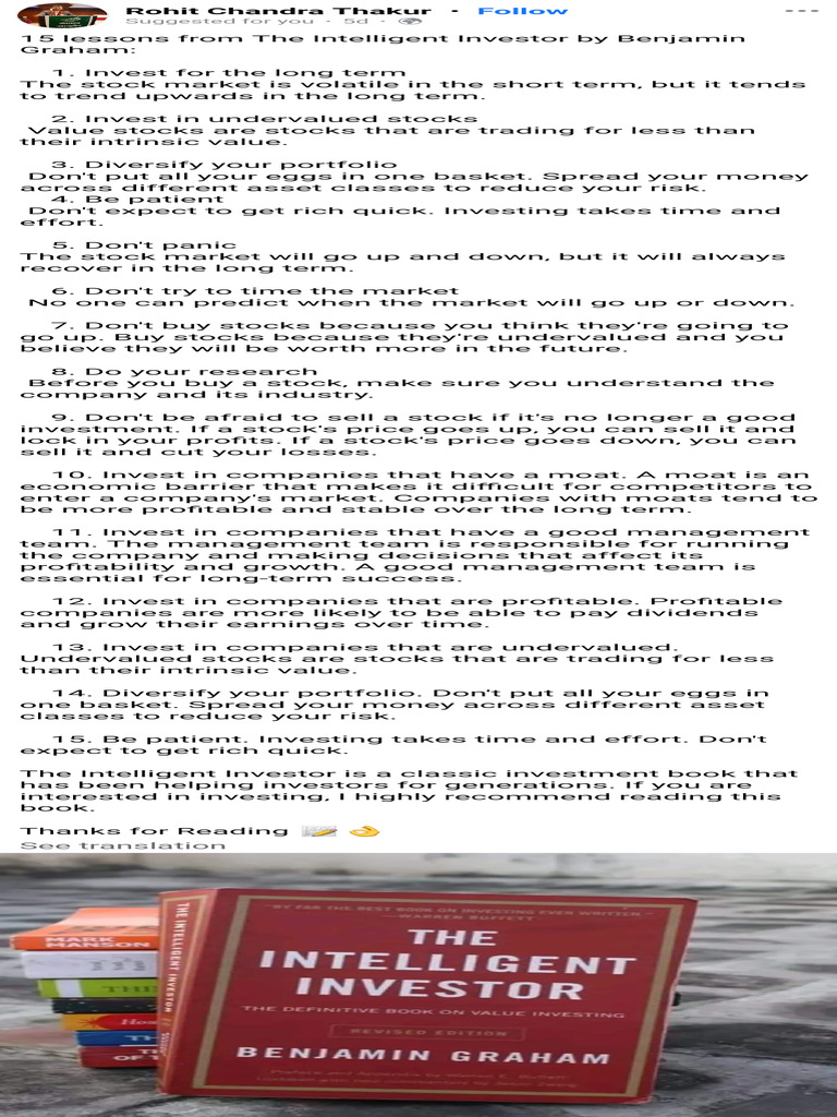 Key Lessons from The Intelligent Investor | PDF