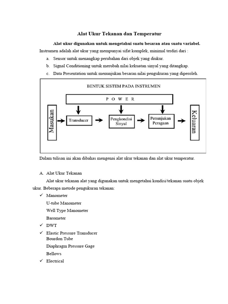 Alat Ukur Tekanan Dan Temperatur | PDF | Teknologi & Rekayasa
