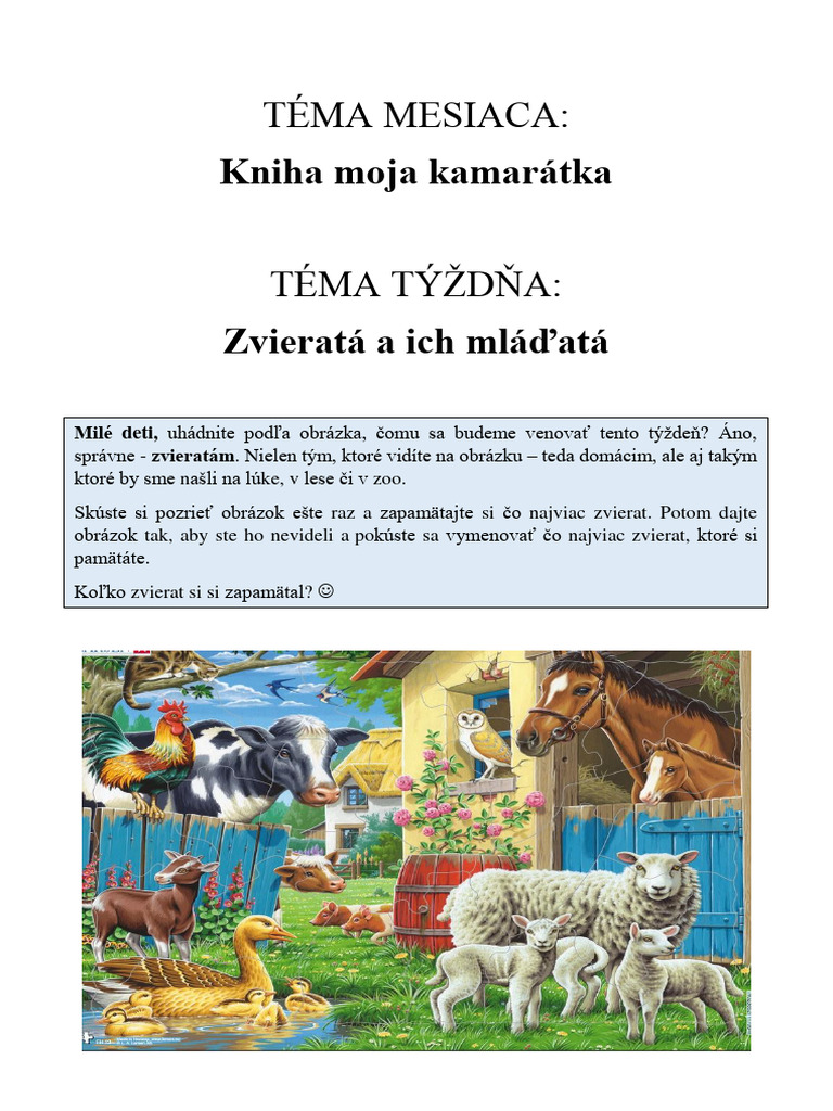 Zvierata A Ich Mladata Velka Trieda | PDF