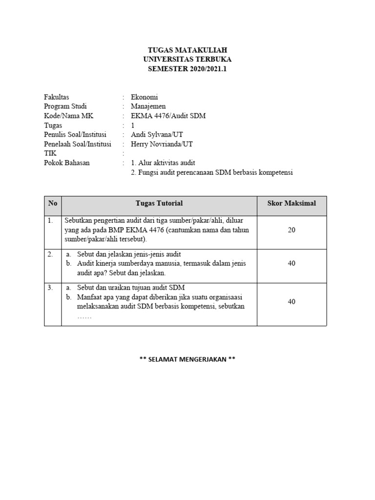 Tugas Tutorial 1 - Ekma4476-2021 - Ahinda Maulani 044600028 | PDF