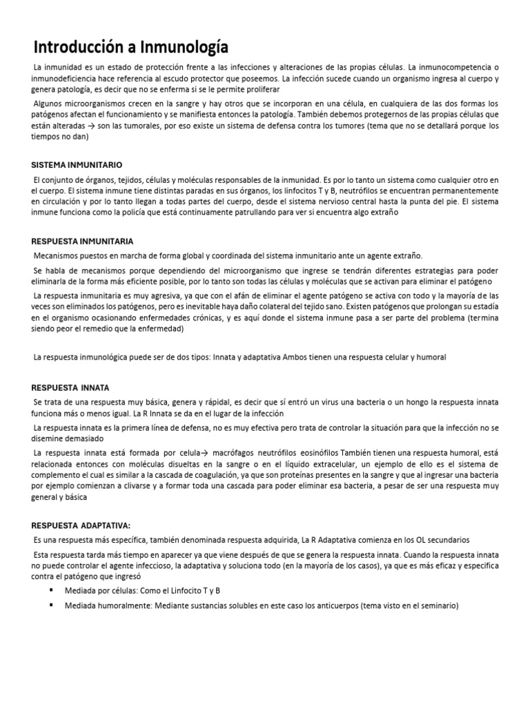 INMUNOLOGÍA - Basico | PDF | Sistema inmune | Sistema inmune innato