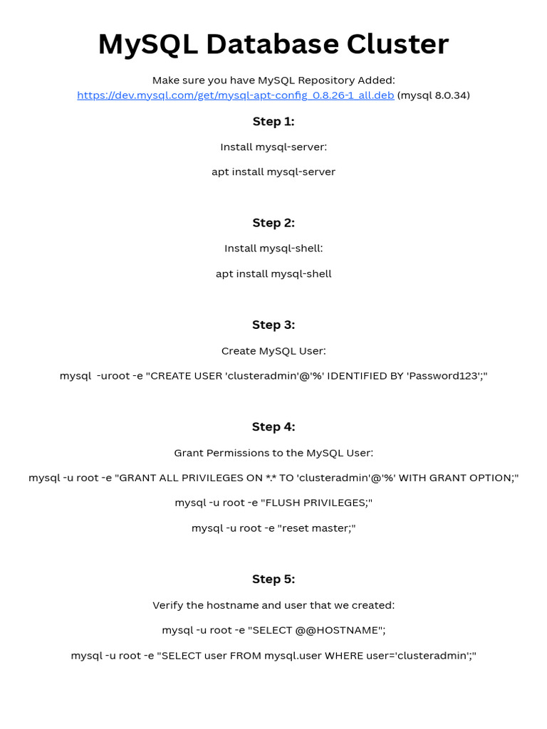 Mysql Database Cluster Pdf My Sql Computer Architecture