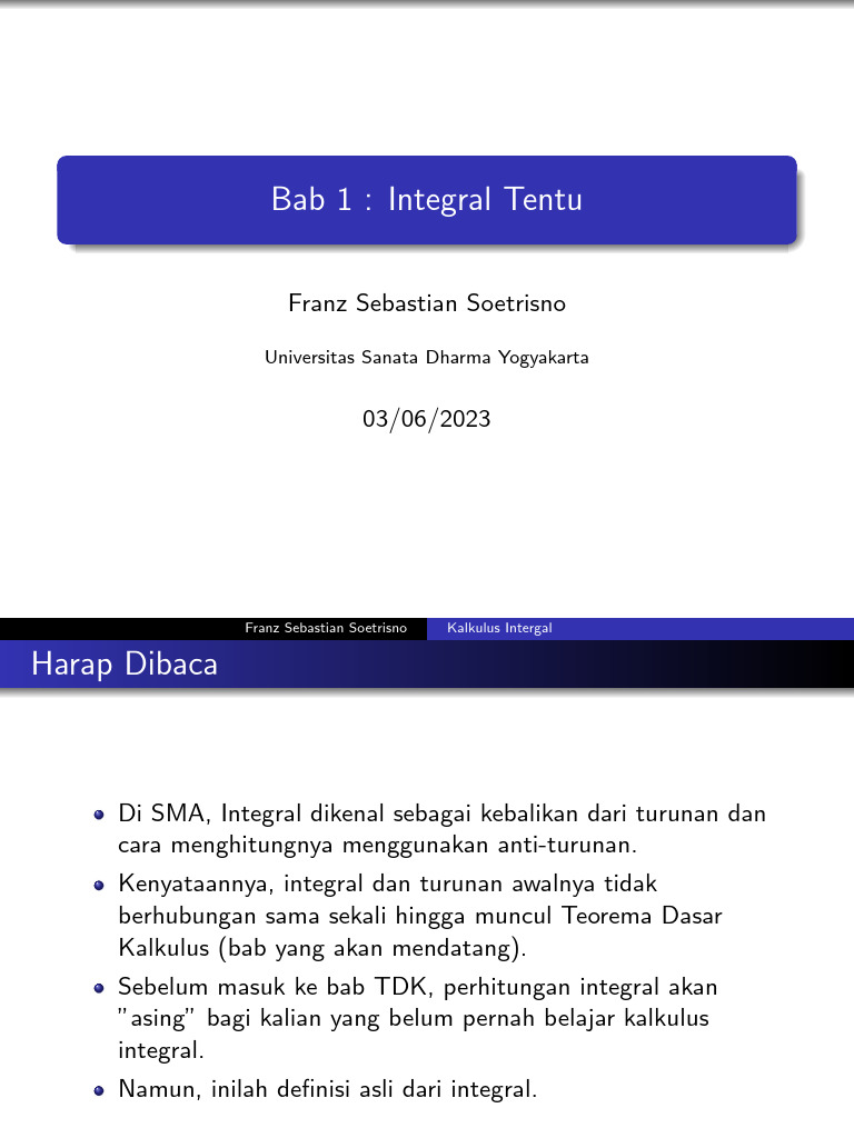 Integral Tentu | PDF | Metode & Bahan Ajar