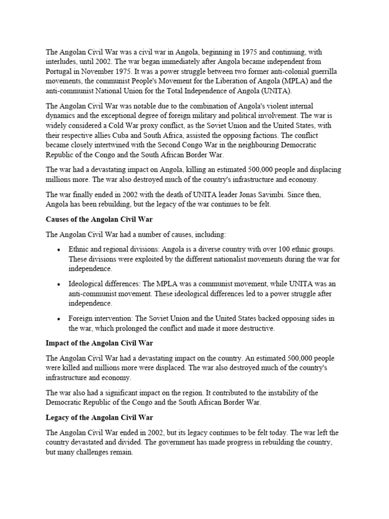 Angolan Civil War | PDF | Unita | Angola
