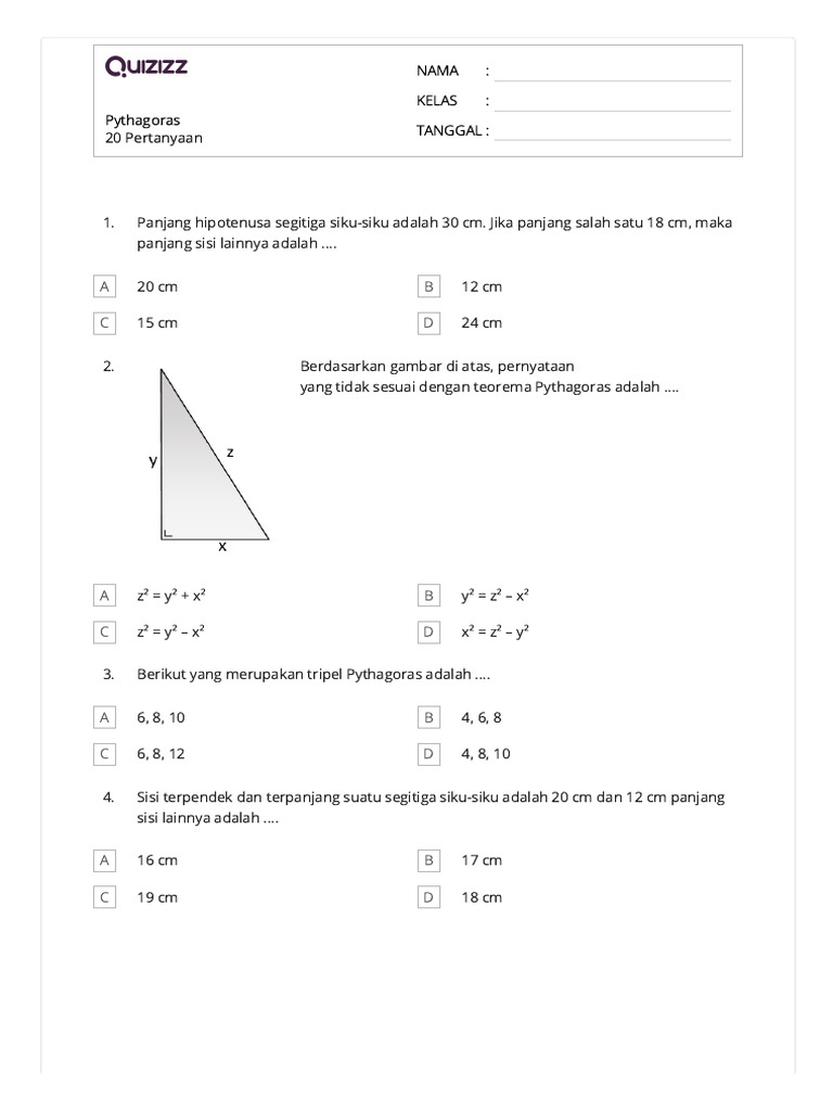 Latihan Pythagoras 2 Pdf