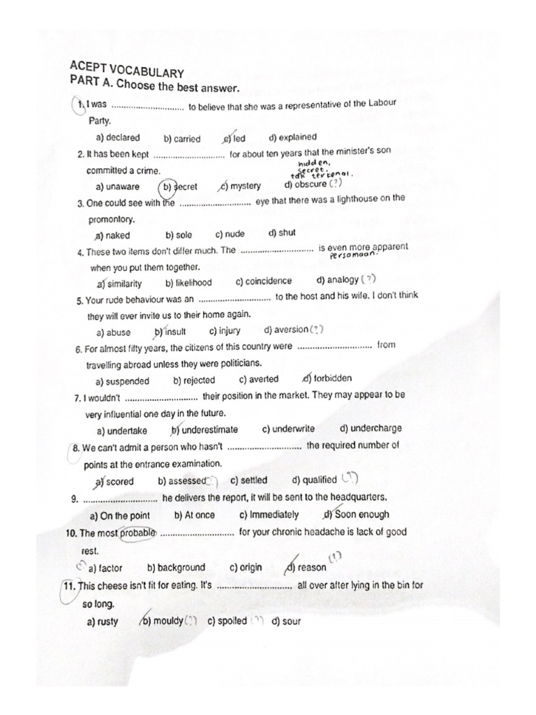 Acept Vocabulary | PDF