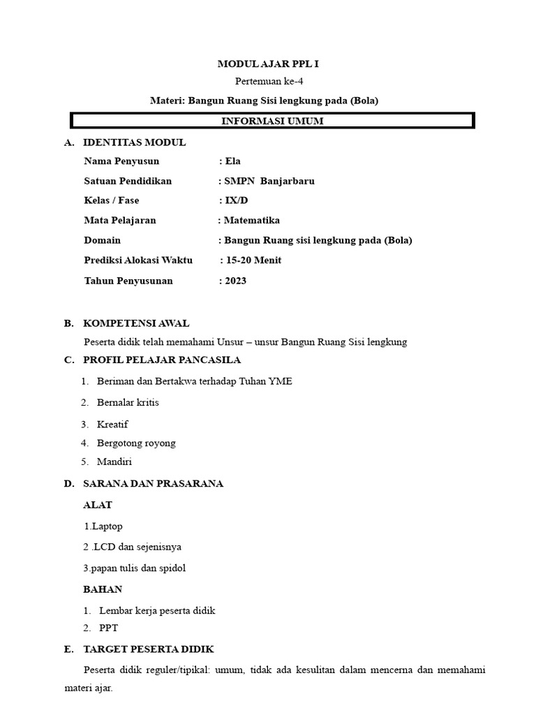 Modul Ajar Pert 4 | PDF