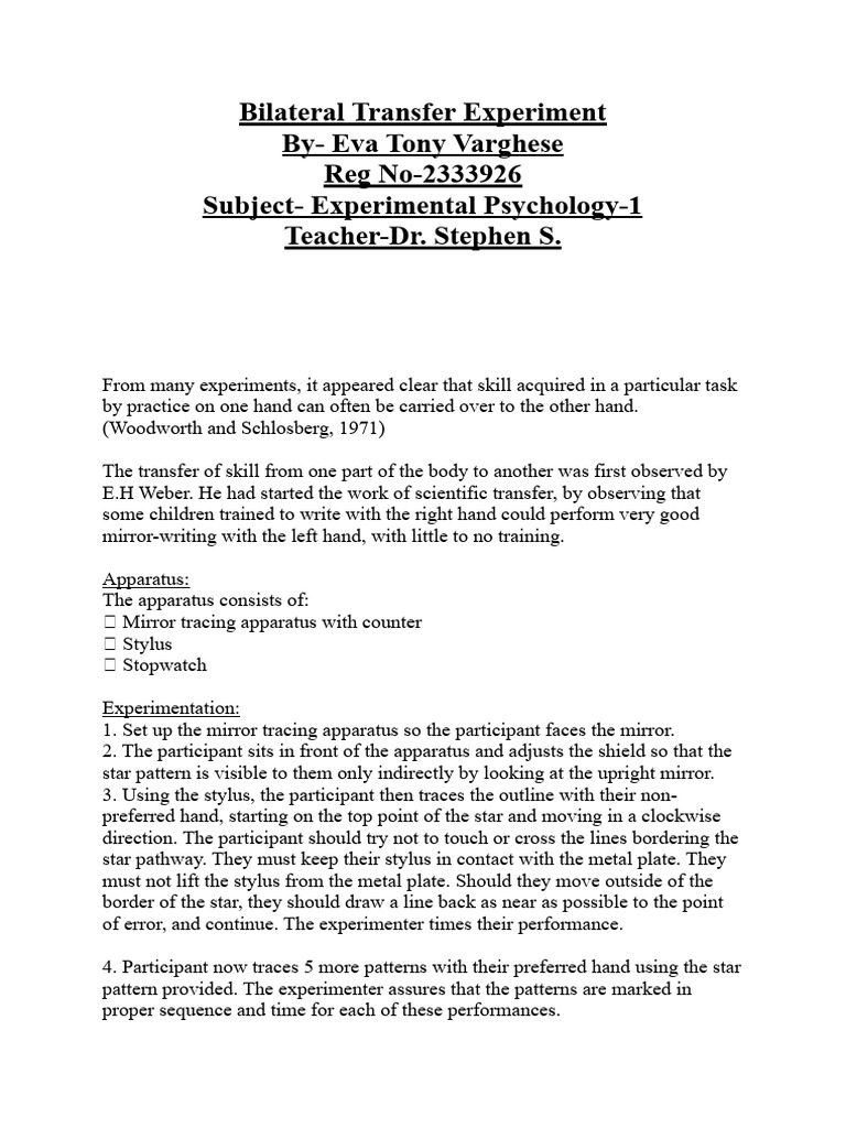 Bilateral Transfer | PDF | Learning | Cognition