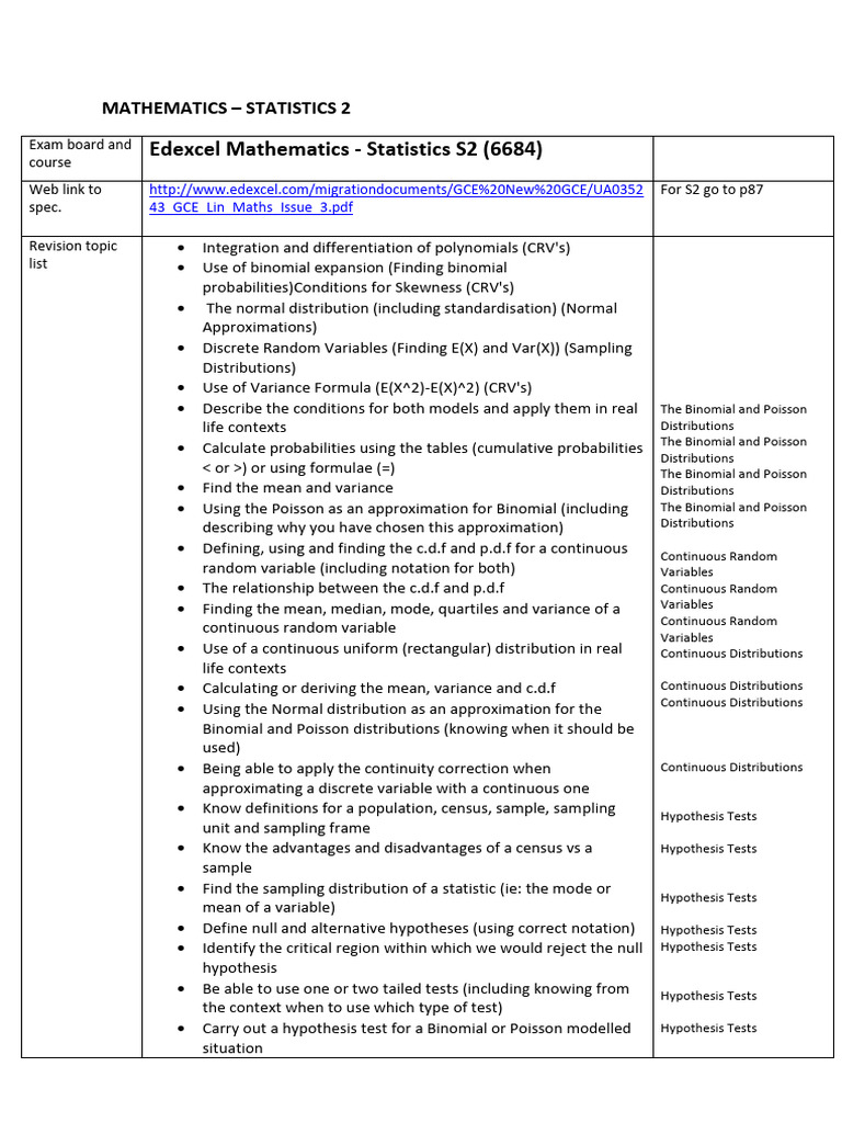 Mathematics - Statistics 2 | Download Free PDF | Probability Distribution | Variance
