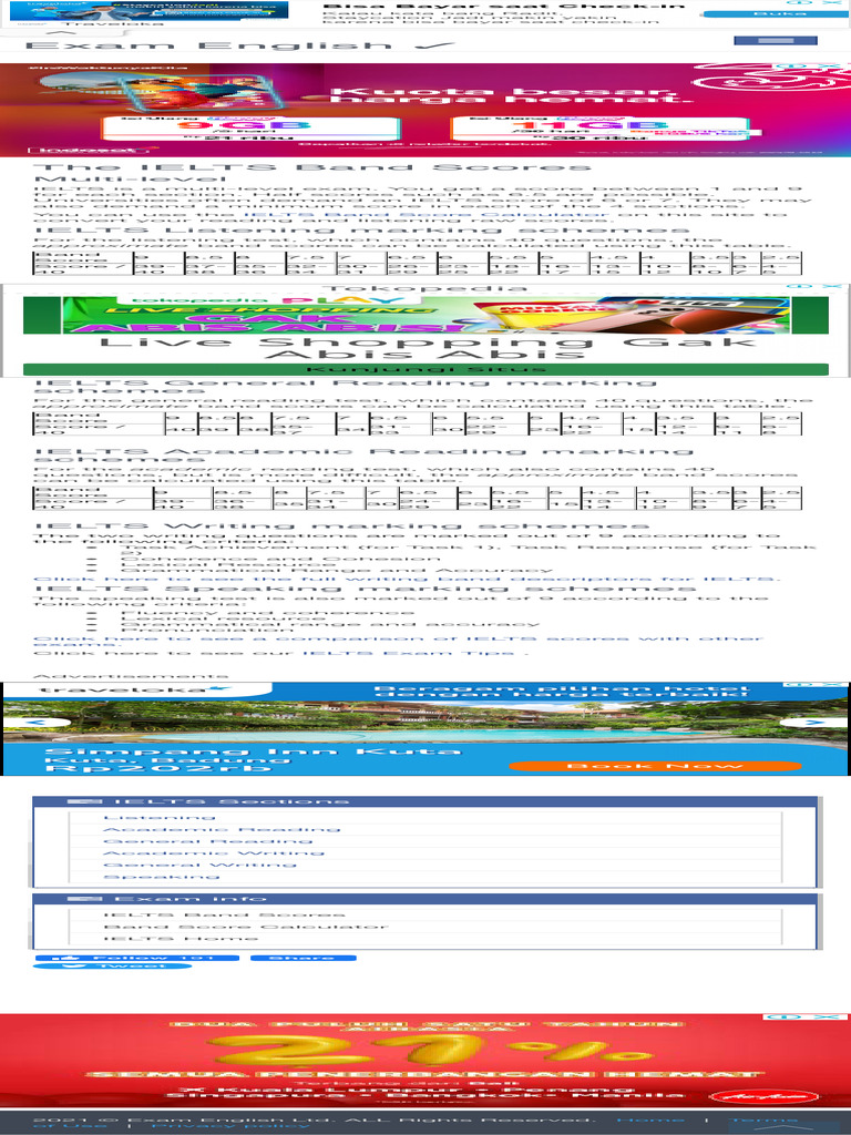 IELTS Band Score Marking Criteria | PDF | International English ...