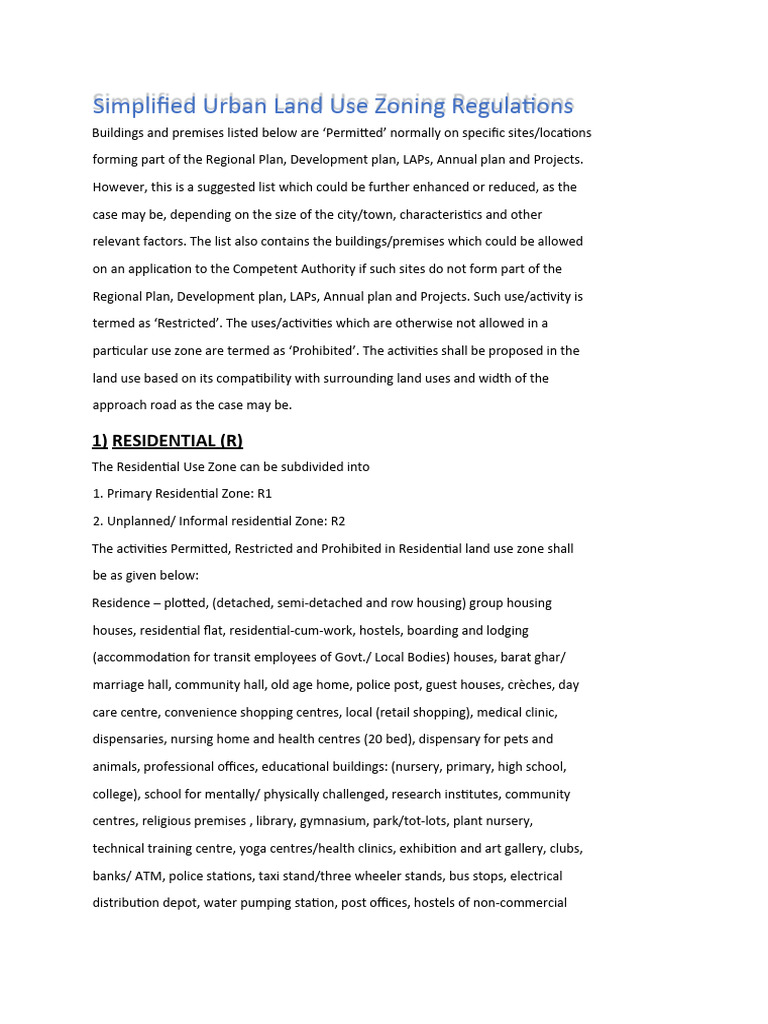 Urban Zoning Guide for Planners | PDF | Protected Area | Warehouse