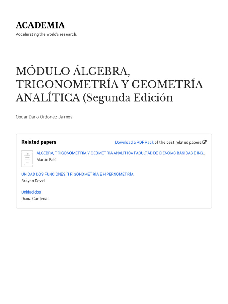 Álgebra, Trigonometria e Geometria Analítica (Espanhol) | PDF | Ecuaciones | Variable (Matemáticas)