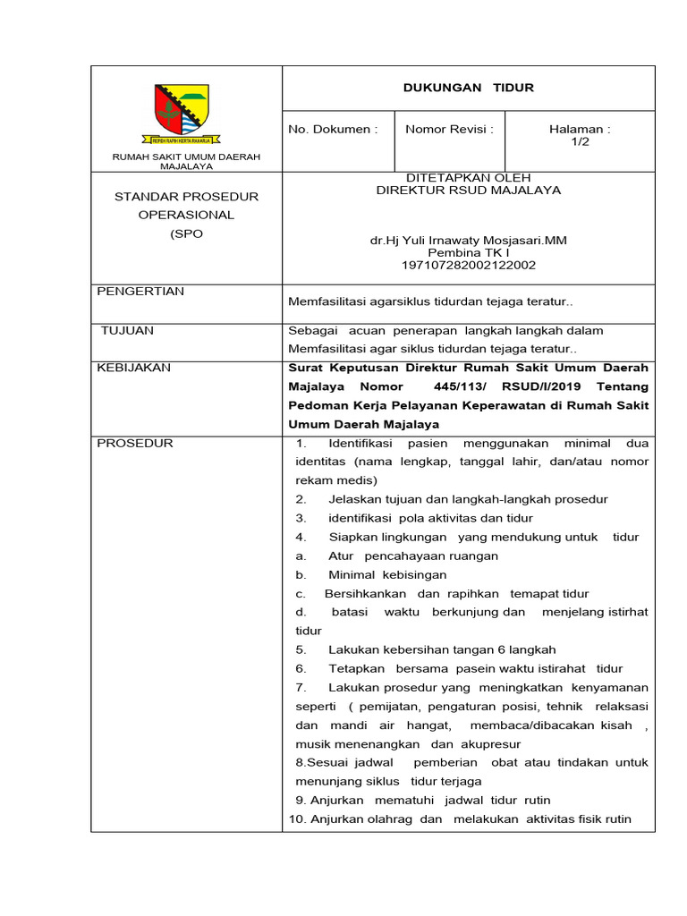 Spo Dukungan Tidur BLM | PDF