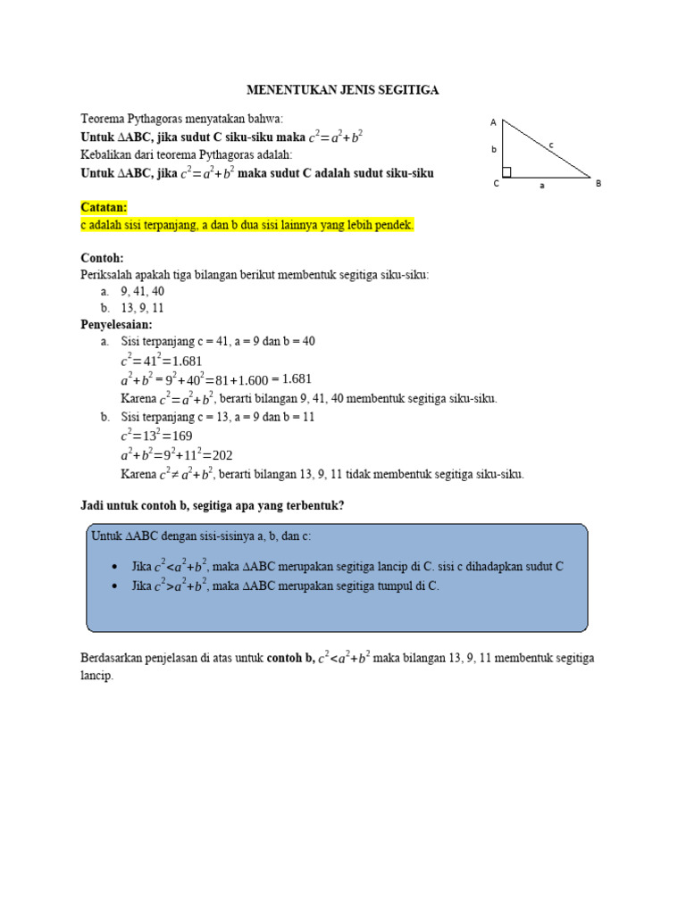 Menentukan Jenis Segitiga | PDF