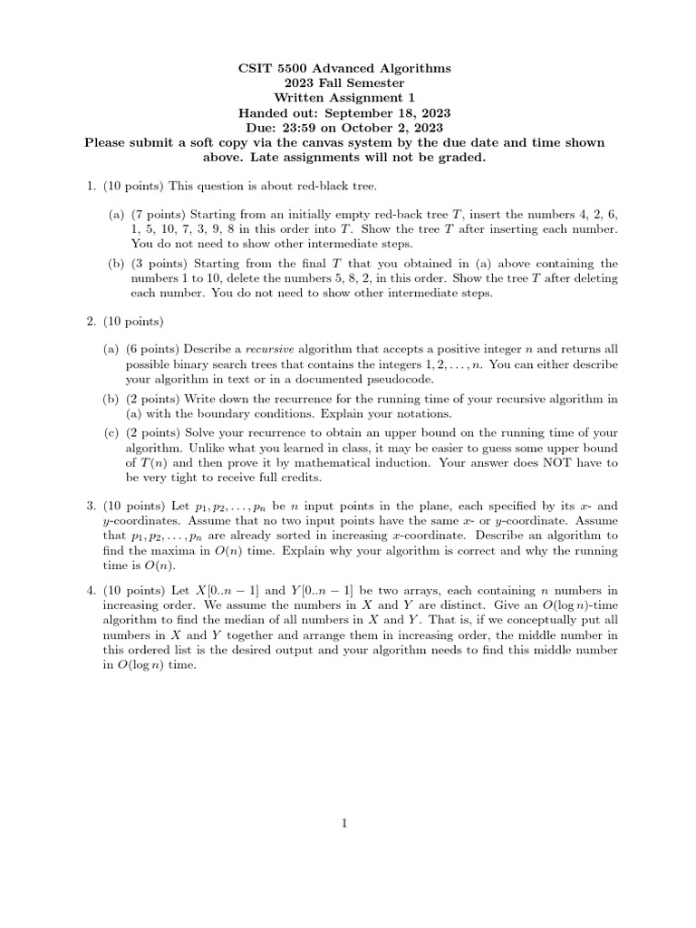 HW 1 | PDF | Algorithms | Applied Mathematics
