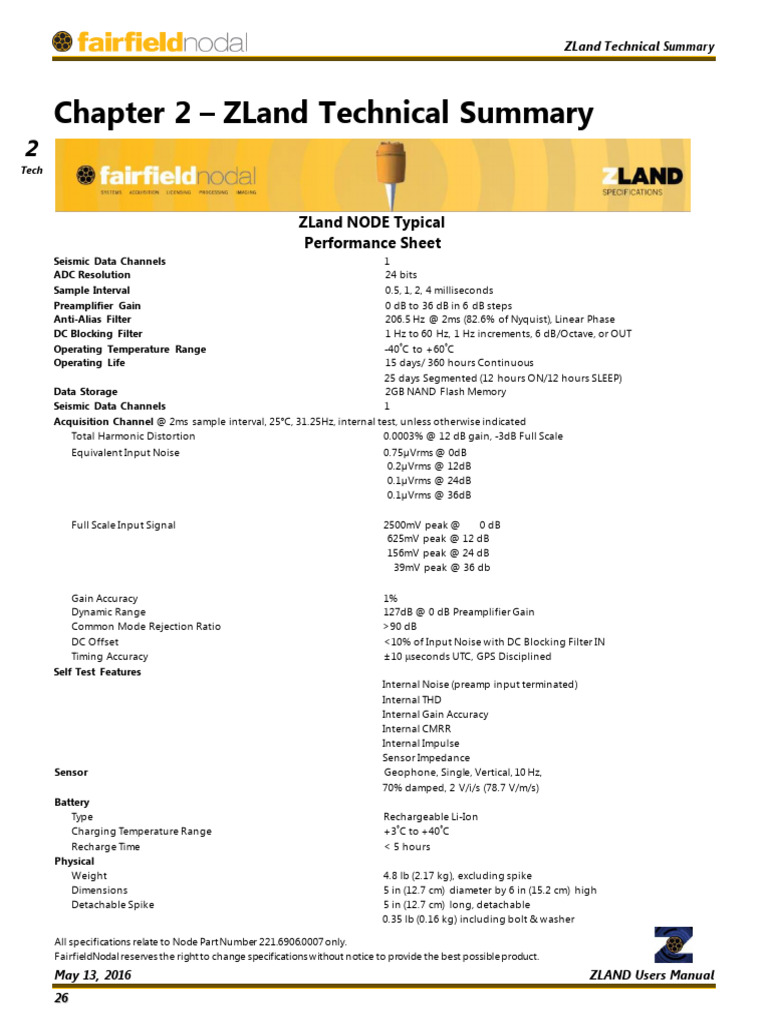 ZLand NODE Performance Specifications | PDF | Sampling (Signal ...