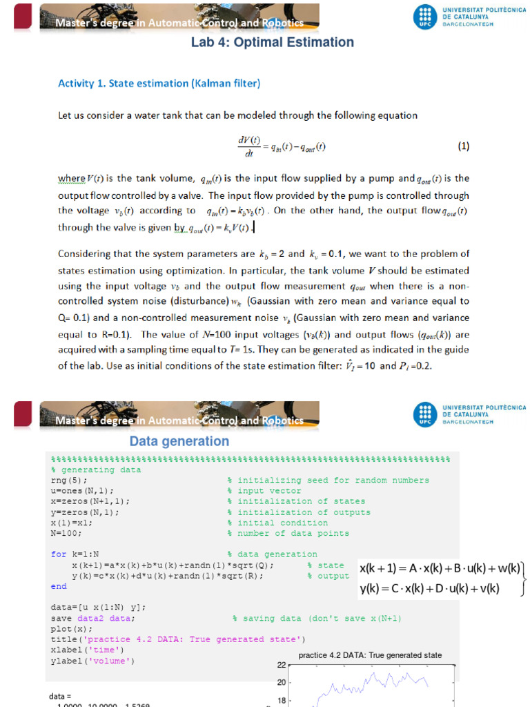 Lab 4 Guide State Estimation Pdf Estimation Theory Kalman Filter
