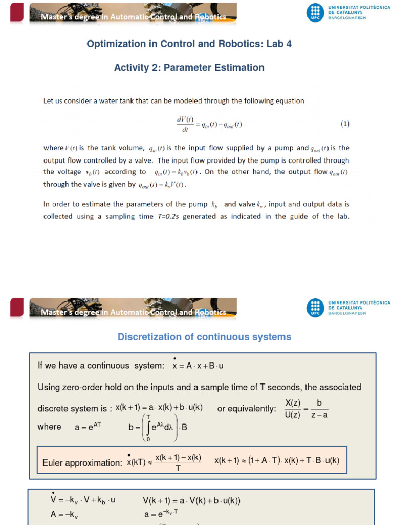 Lab 4 Guide Parameter Estimation | PDF | Kalman Filter | Estimation Theory