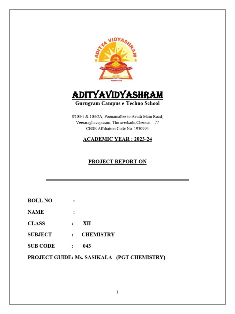 Front Page For Project | PDF