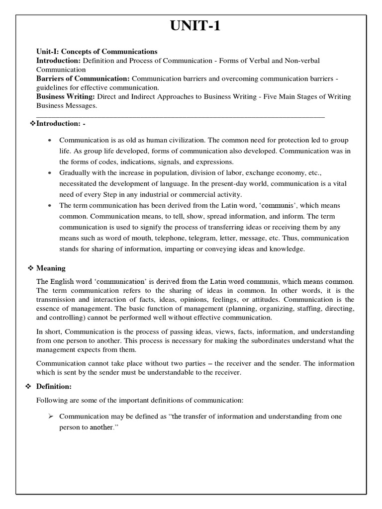 Unit 1 Communication | PDF | Communication | Nonverbal Communication