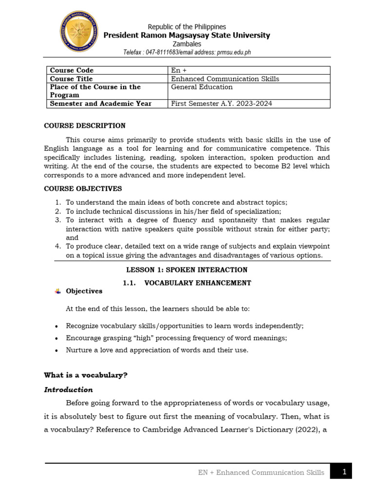En Finals Lesson 1 | PDF | Vocabulary | Cognitive Science