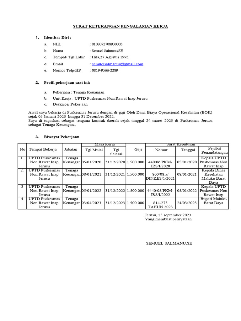 Bukti Pengalaman Kerja | PDF