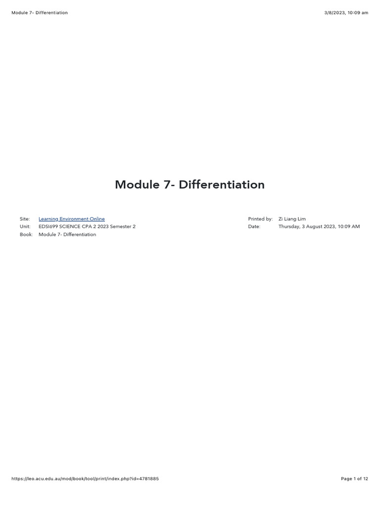 7 Module 7 | PDF | Differentiated Instruction | Neuroscience