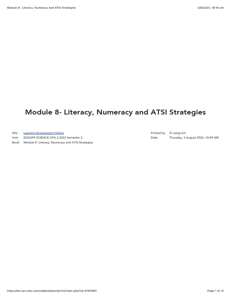 8 Module 8 | PDF | Reading Comprehension | Literacy