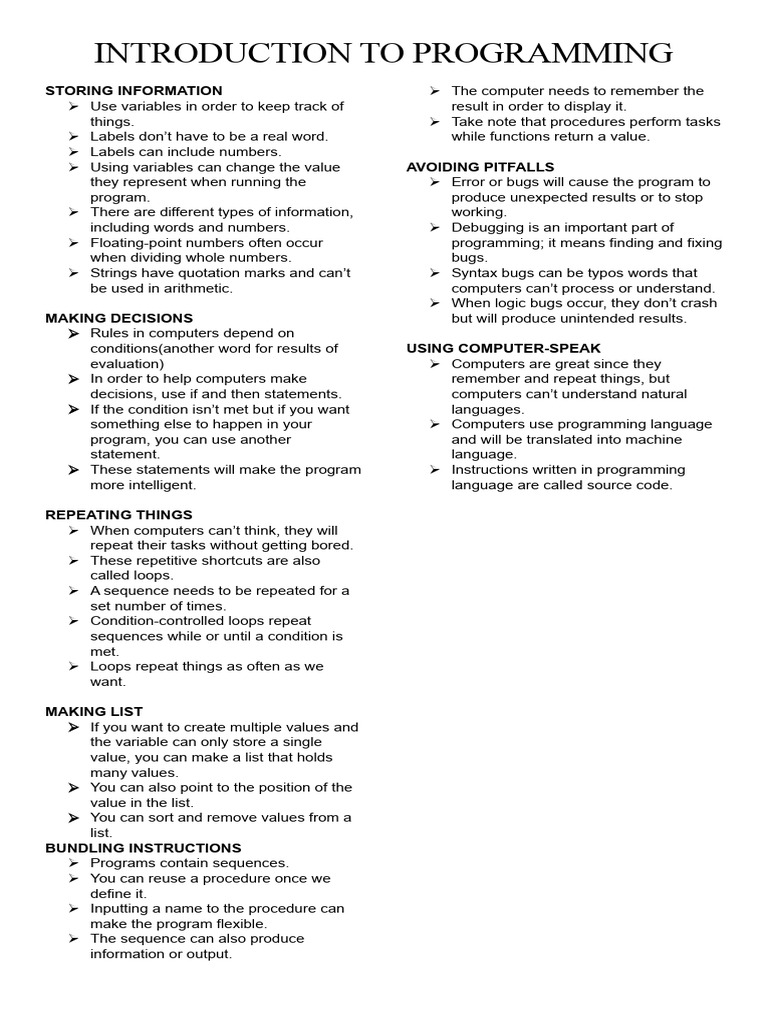 Introduction To Programming Pdf Computer Program Programming 5782