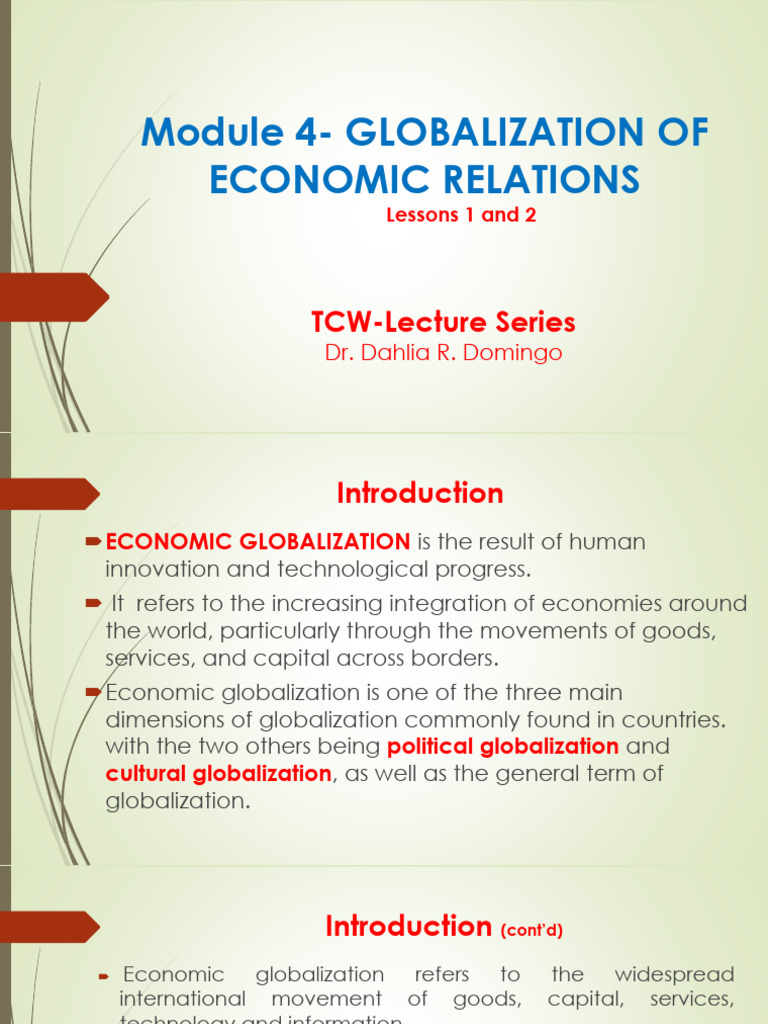 Module 4 Lesson 1 To 3 Globalization of Economic Relations | Download ...