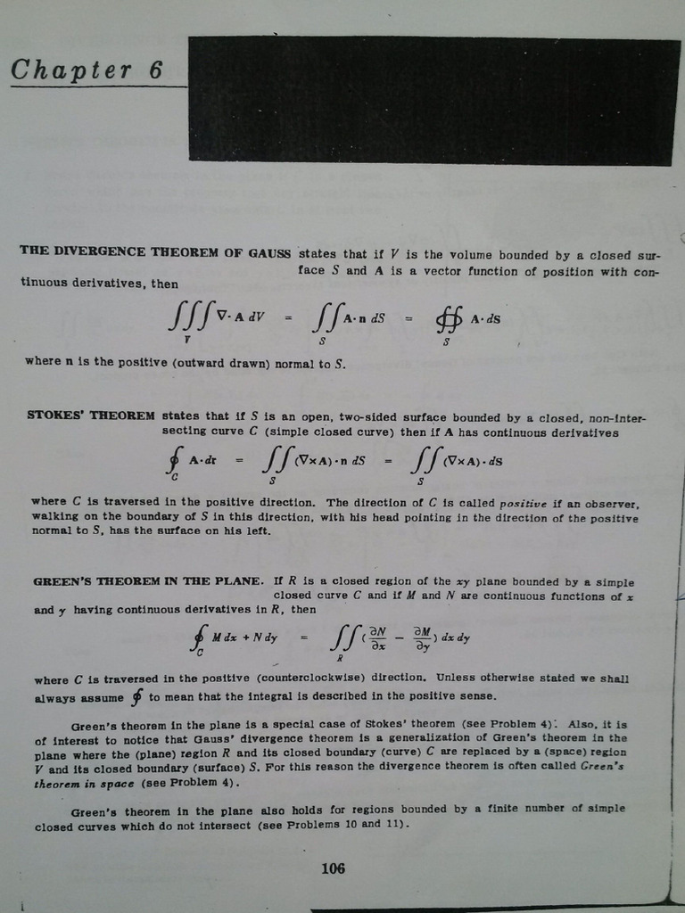 Chapter 6 Divergence, Stokes, Greens Theorem | PDF