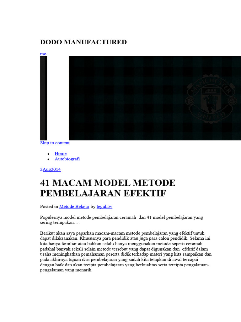 Jenis Model Pembelajaran Untuk Skripsi | PDF