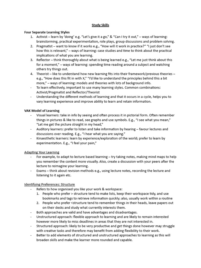 Study Skills | PDF | Thought | Critical Thinking