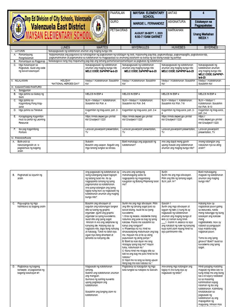 DLL in Esp4 Q1 Week1 | PDF