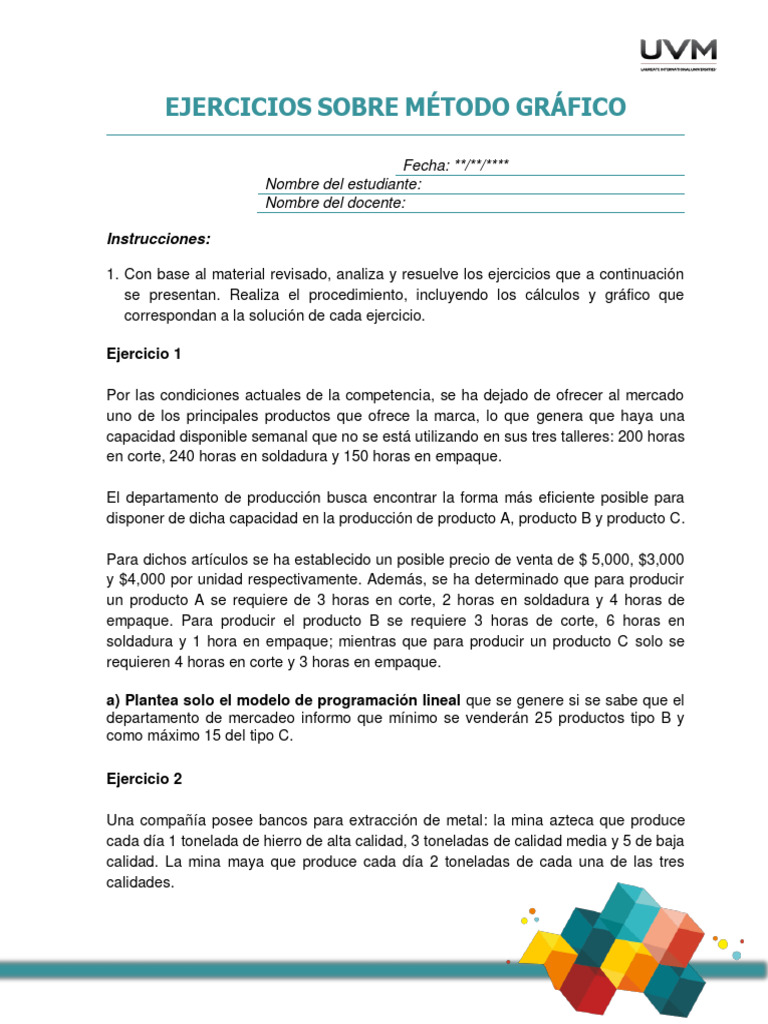 A3_Ejercicios | PDF | Programación lineal