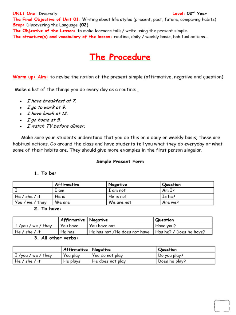 02 Present Simple | PDF | Language Mechanics | Linguistics