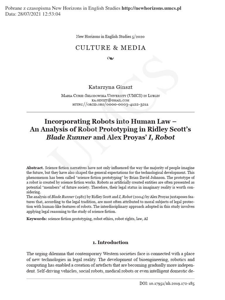 Incorporating Robots Into Human Law-An Analysis of Robot Prototyping in ...